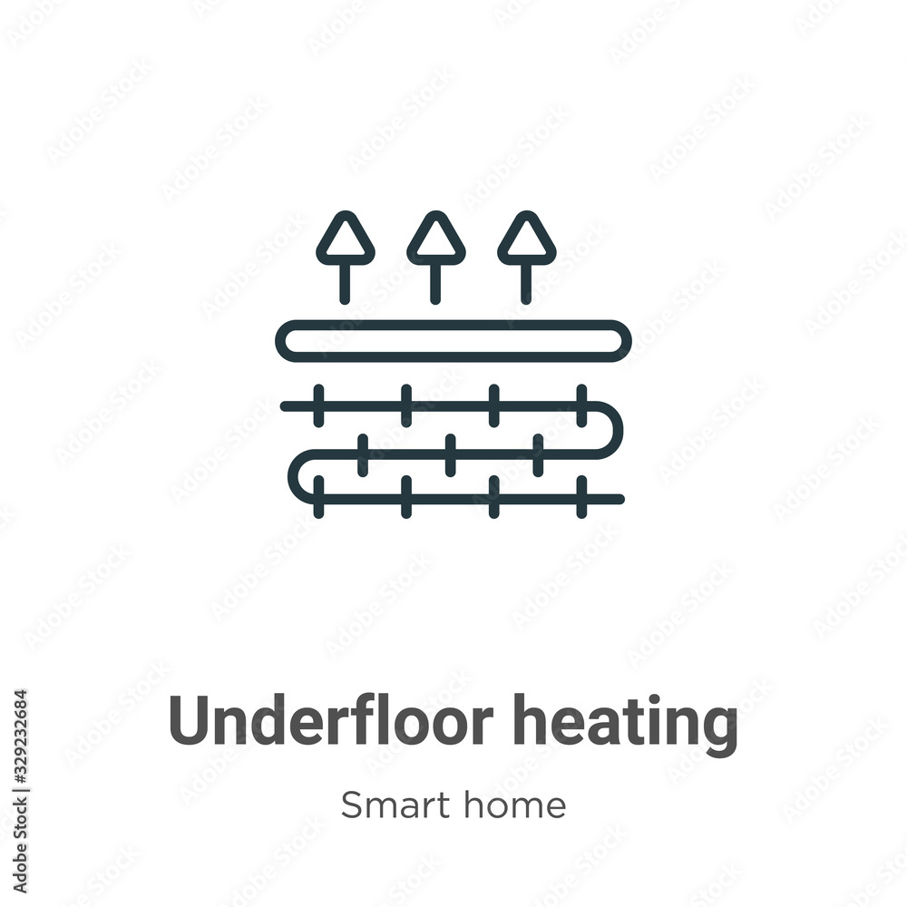 Underfloor heating outline vector icon. Thin line black underfloor ...