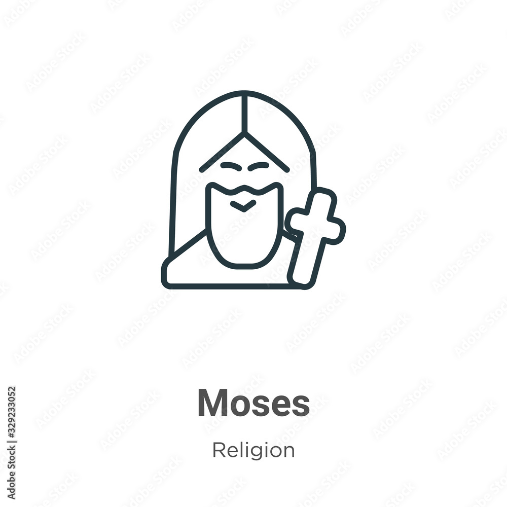 Moses outline vector icon. Thin line black moses icon, flat vector ...