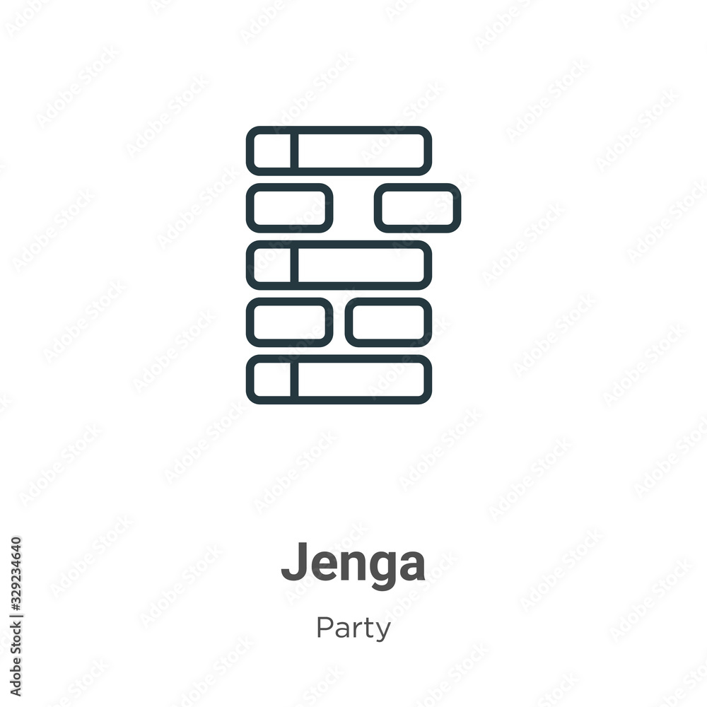 Jenga outline vector icon. Thin line black jenga icon, flat vector ...