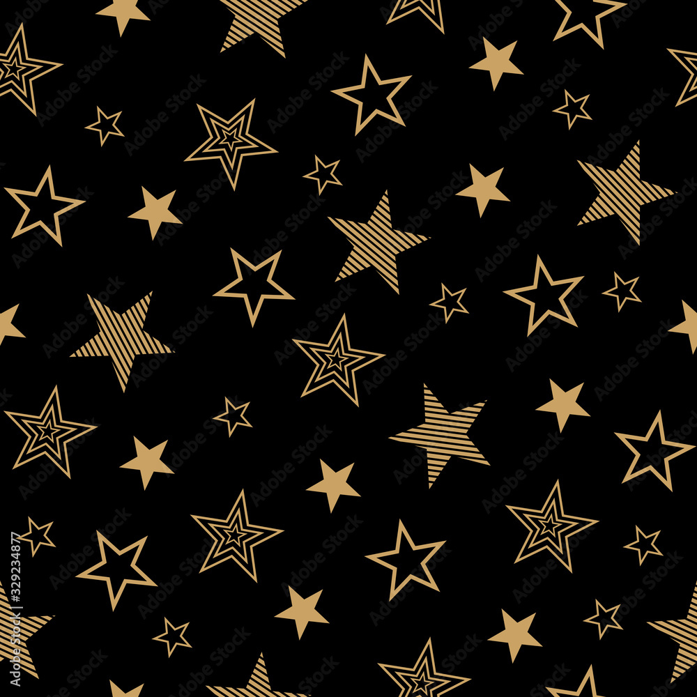 Seamless pattern with set drawn stars. Vector Wallpaper gold stars on a ...