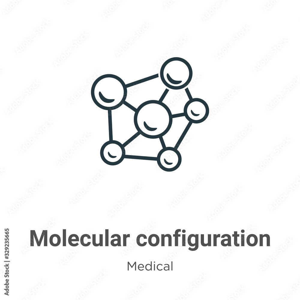 Molecular configuration outline vector icon. Thin line black molecular ... Molecular configuration outline vector icon. Thin line black molecular ...