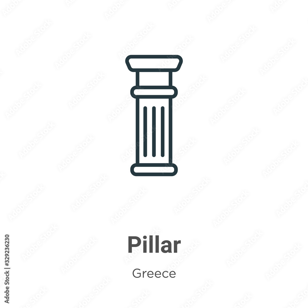 Pillar outline vector icon. Thin line black pillar icon, flat vector ...