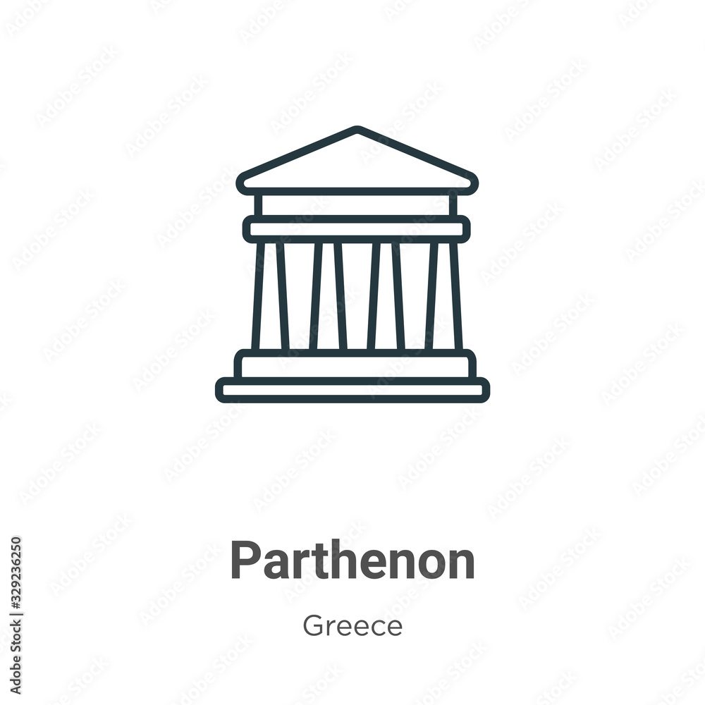 Parthenon outline vector icon. Thin line black parthenon icon, flat ...
