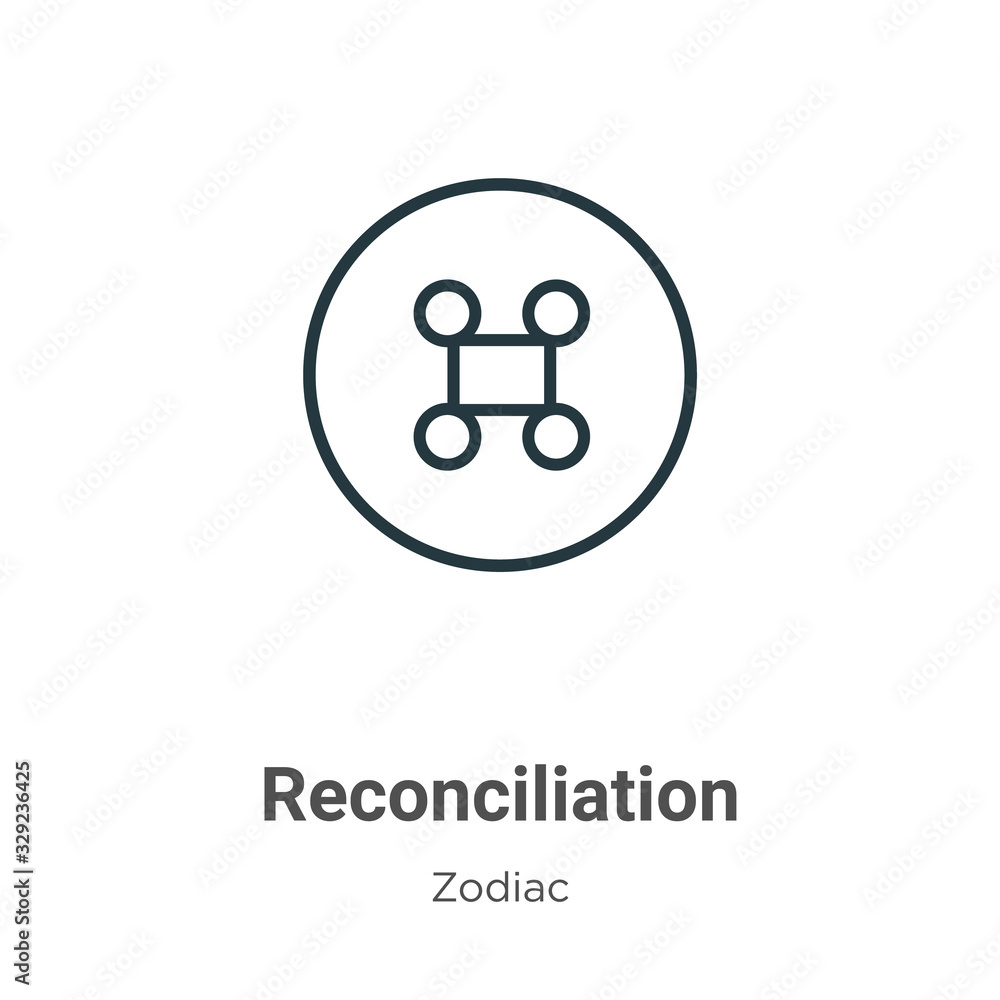 Reconciliation outline vector icon. Thin line black reconciliation icon ...