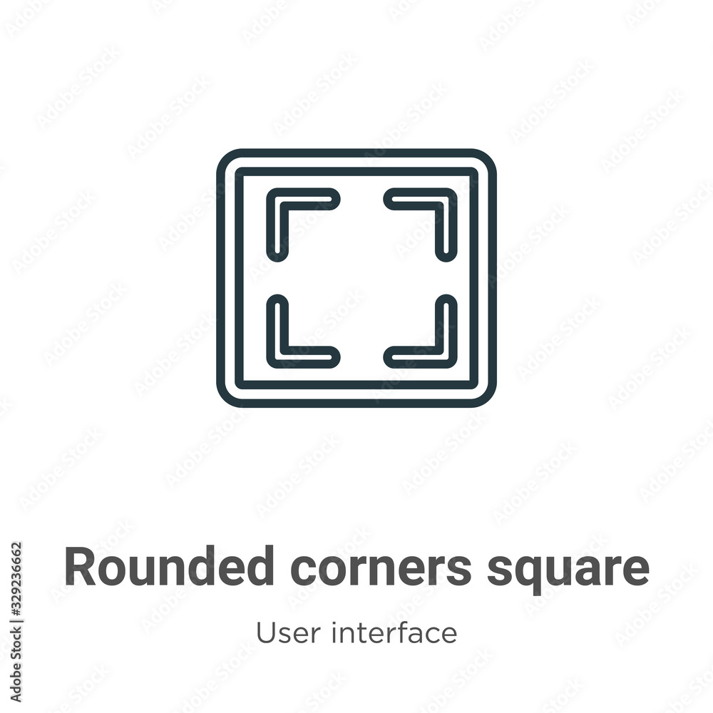 Rounded corners square outline vector icon. Thin line black rounded ...