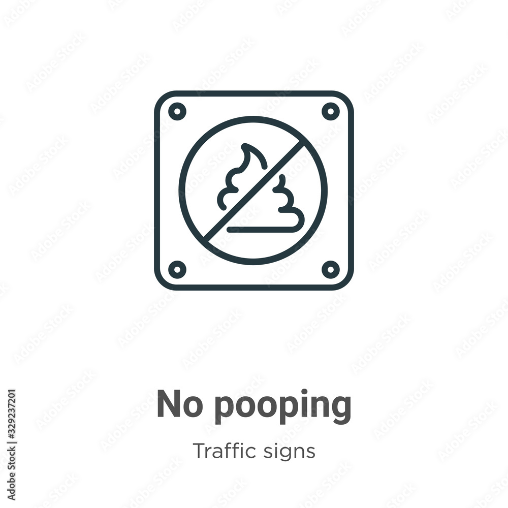 No pooping outline vector icon. Thin line black no pooping icon, flat ...