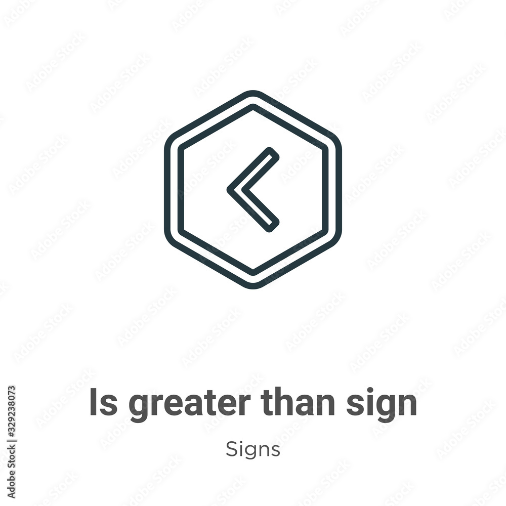 Is greater than sign outline vector icon. Thin line black is greater ...