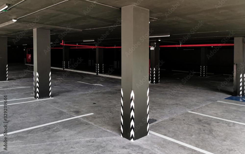 Entrance to car parking garage/building : concept of eco world, traffic ...