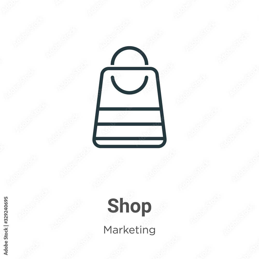 Shop outline vector icon. Thin line black shop icon, flat vector simple ...