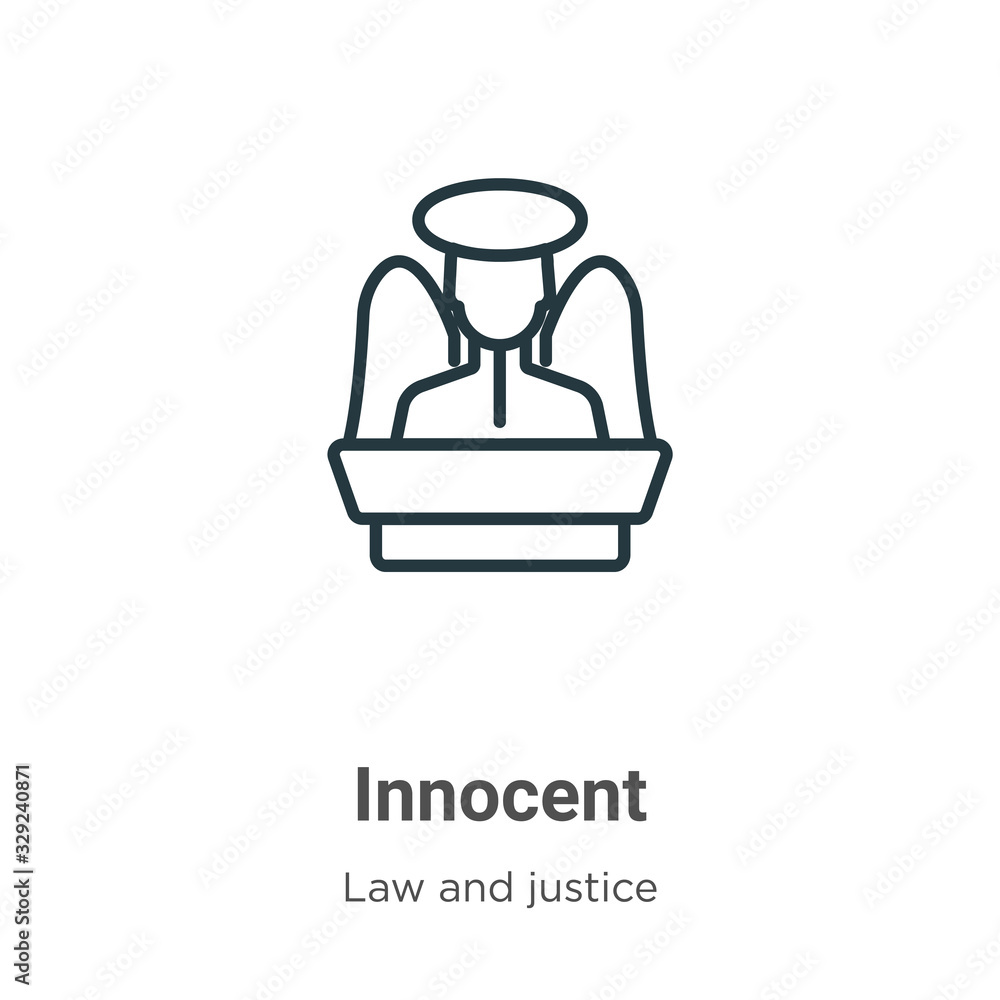 Vecteur Stock Innocent outline vector icon. Thin line black innocent ...