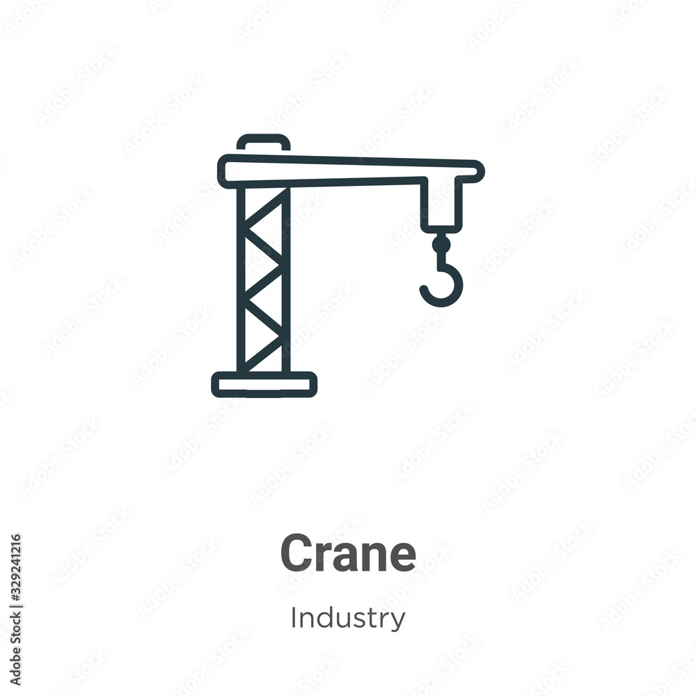 Crane outline vector icon. Thin line black crane icon, flat vector ...