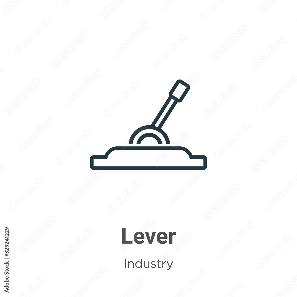 Lever outline vector icon. Thin line black lever icon, flat vector ...