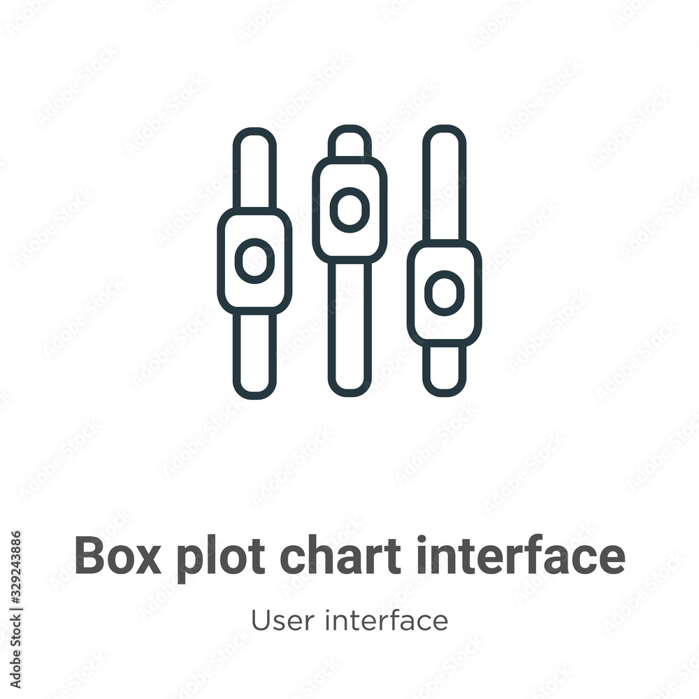 Box plot chart interface outline vector icon. Thin line black box plot ...
