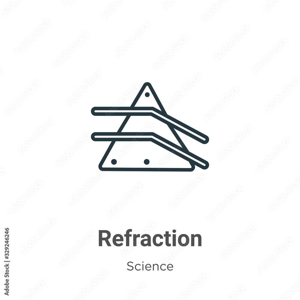 Refraction outline vector icon. Thin line black refraction icon, flat ...