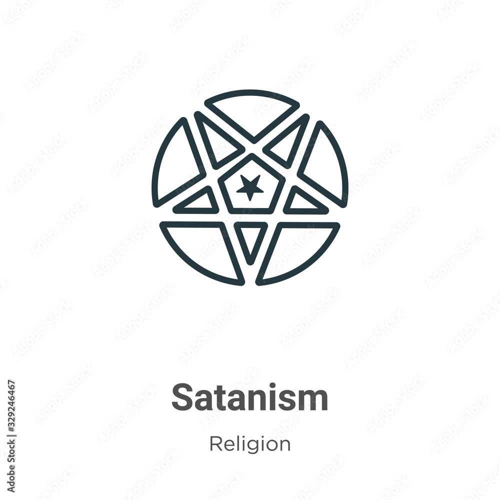 Satanism outline vector icon. Thin line black satanism icon, flat ...