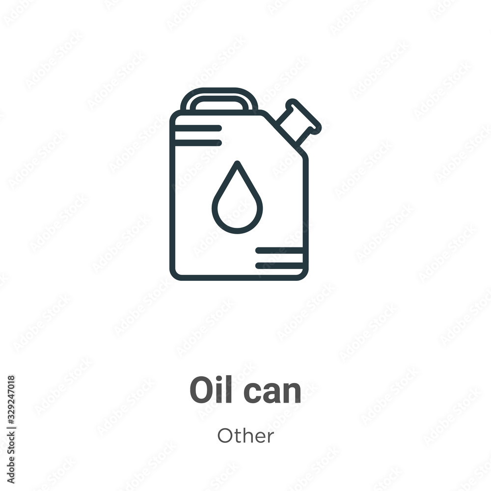 Oil can outline vector icon. Thin line black oil can icon, flat vector ...