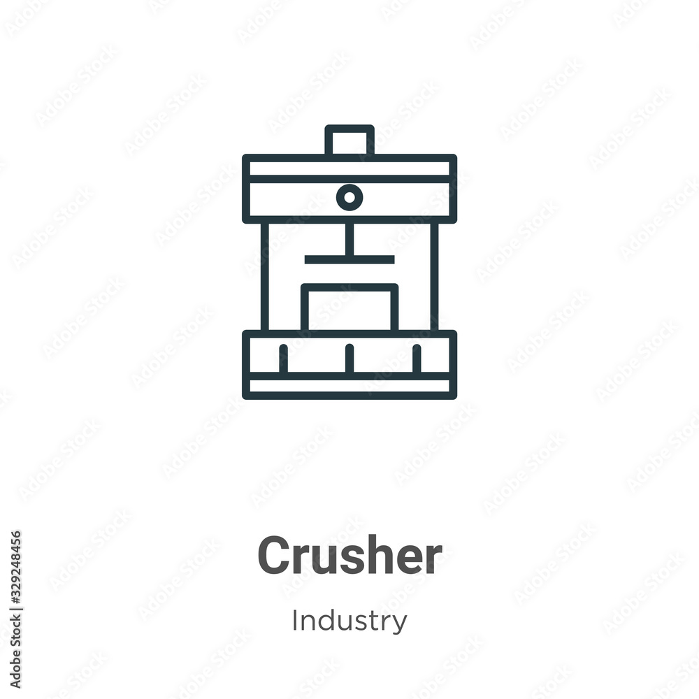 Crusher outline vector icon. Thin line black crusher icon, flat vector ...