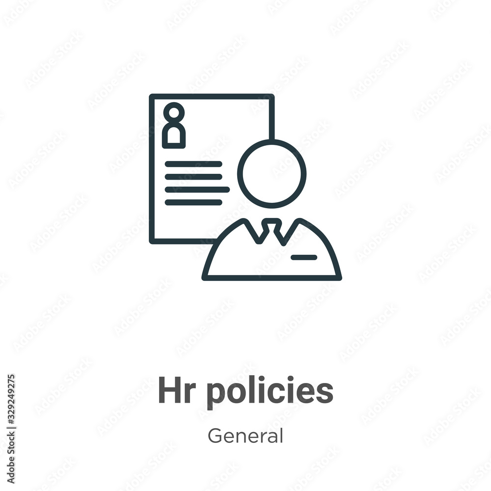 Hr policies outline vector icon. Thin line black hr policies icon, flat ...