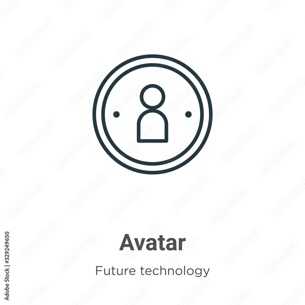 Avatar outline vector icon. Thin line black avatar icon, flat vector ...