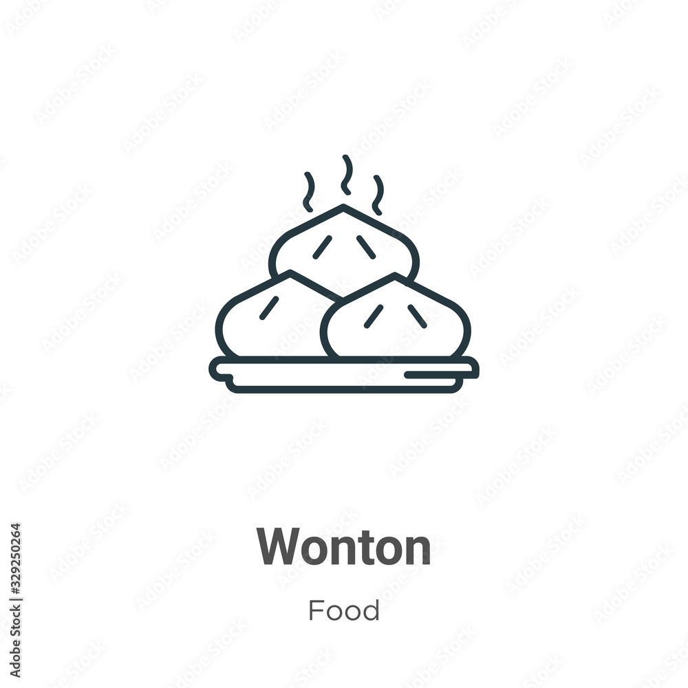 Wonton outline vector icon. Thin line black wonton icon, flat vector simple element illustration ...