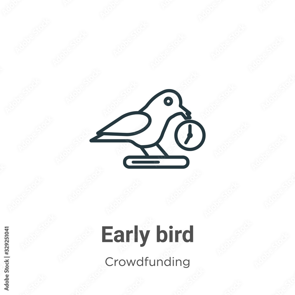 Early bird outline vector icon. Thin line black early bird icon, flat ...