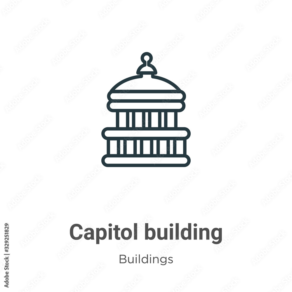 Capitol building outline vector icon. Thin line black capitol building ...