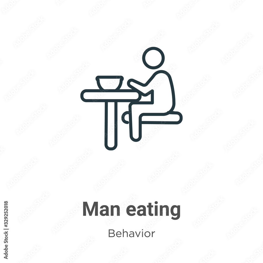 Man eating outline vector icon. Thin line black man eating icon, flat ...