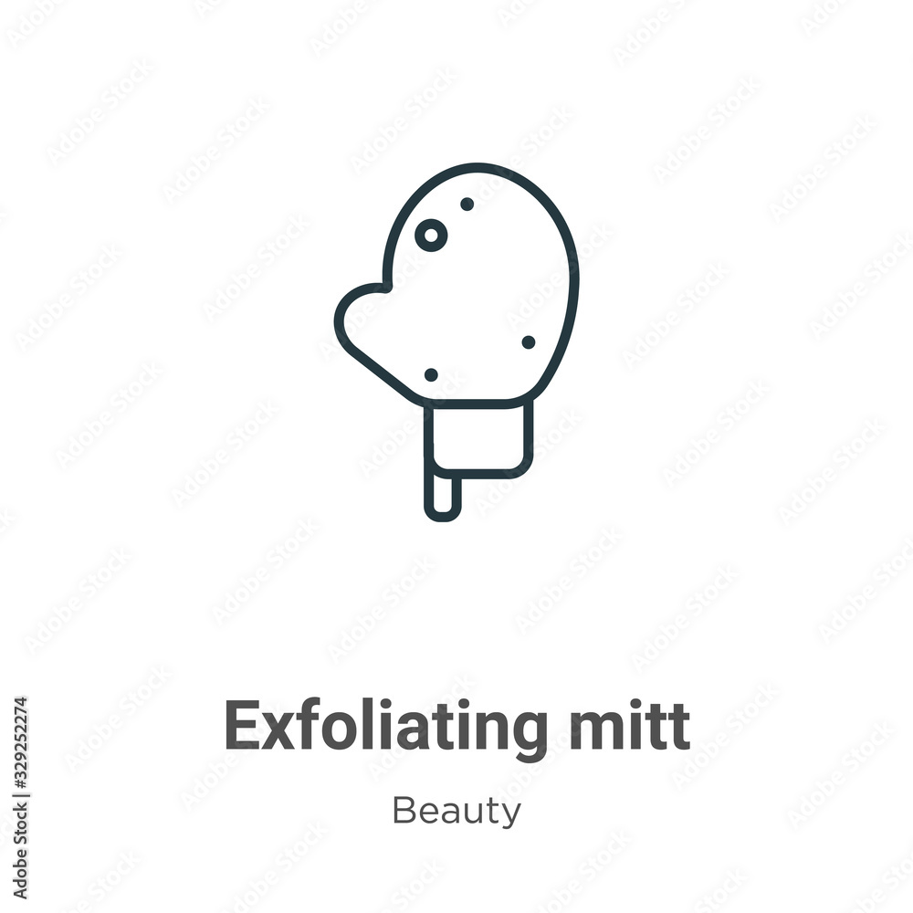 Exfoliating mitt outline vector icon. Thin line black exfoliating mitt ...