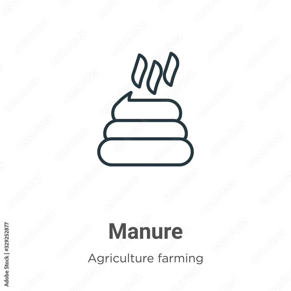 Manure outline vector icon. Thin line black manure icon, flat vector ...