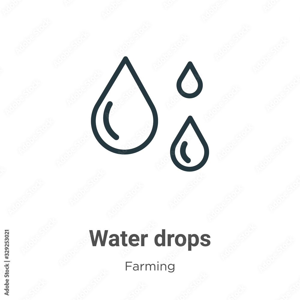 Water drops outline vector icon. Thin line black water drops icon, flat ...