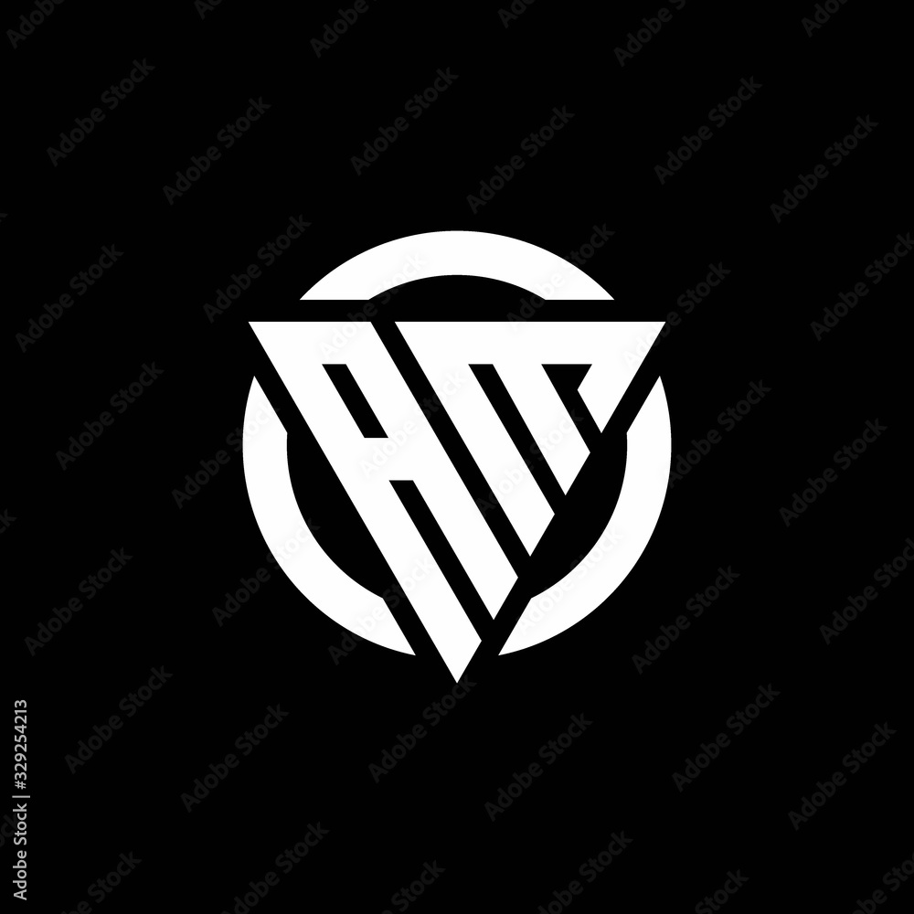 AM logo with triangle shape and circle rounded design template Stock ...