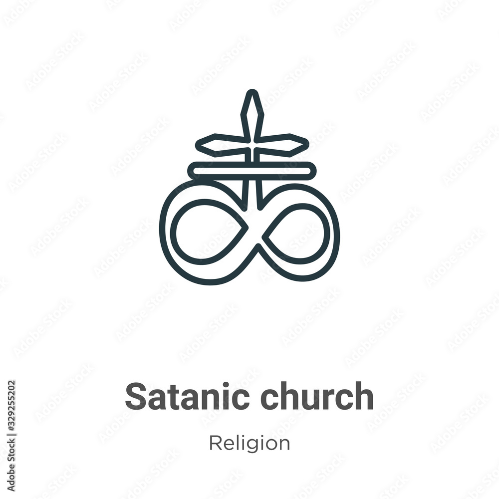 Vecteur Stock Satanic church outline vector icon. Thin line black ...