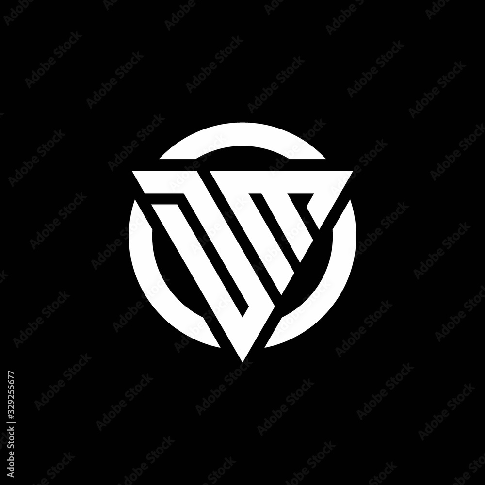 DM logo with triangle shape and circle rounded design template Stock ...