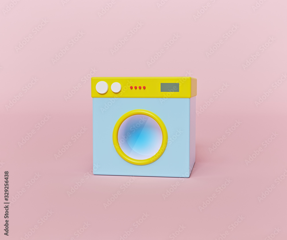 cartoon style minimal Washing machine, Home appliances symbol. 3d ...