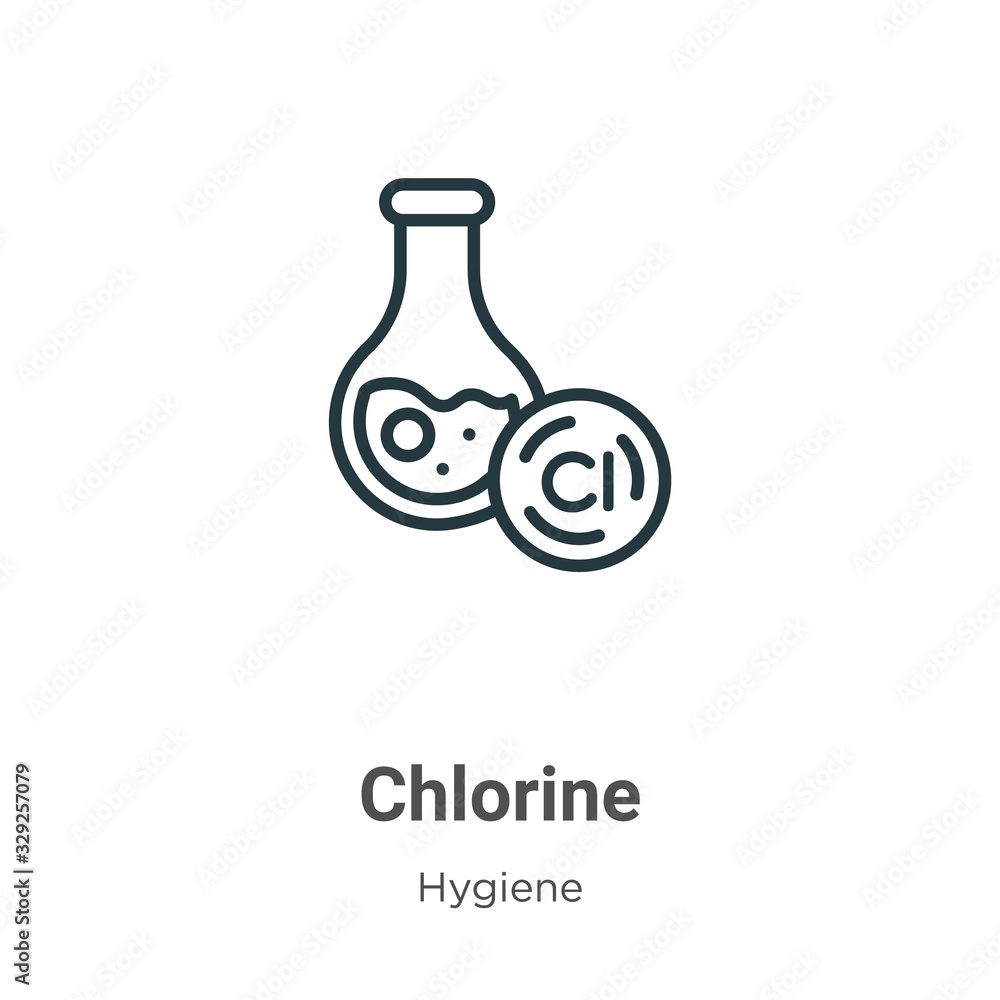 Chlorine outline vector icon. Thin line black chlorine icon, flat vector simple element ...