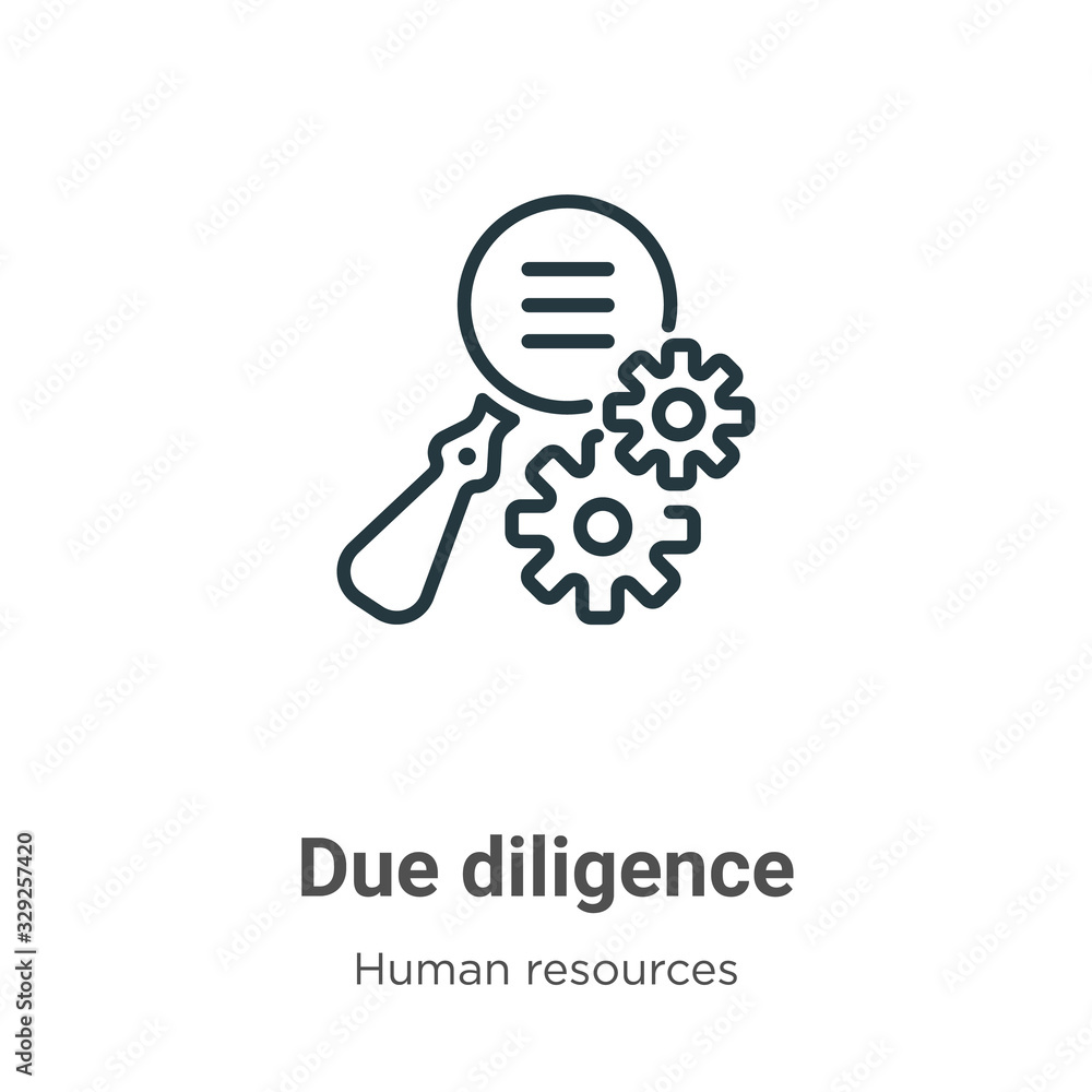 Due diligence outline vector icon. Thin line black due diligence icon ...