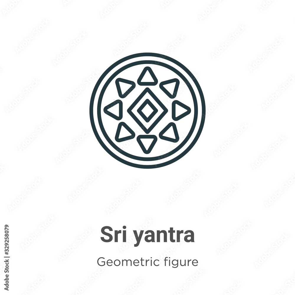 Sri yantra outline vector icon. Thin line black sri yantra icon, flat ...