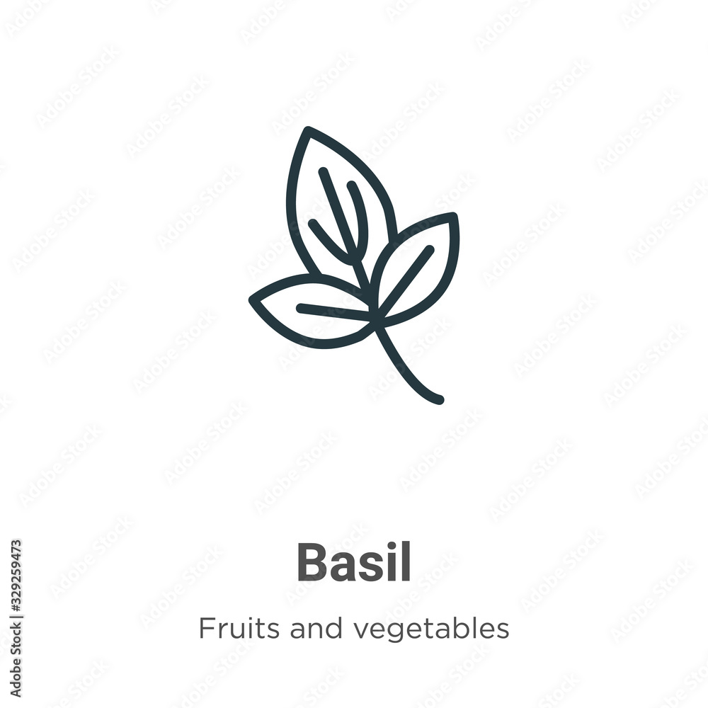 Vecteur Stock Basil outline vector icon. Thin line black basil icon ...