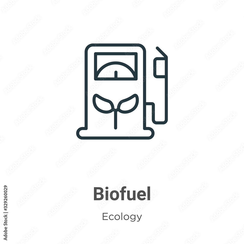 Biofuel outline vector icon. Thin line black biofuel icon, flat vector simple element ...