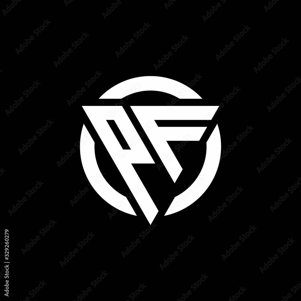PF logo with triangle shape and circle rounded design template Stock ...