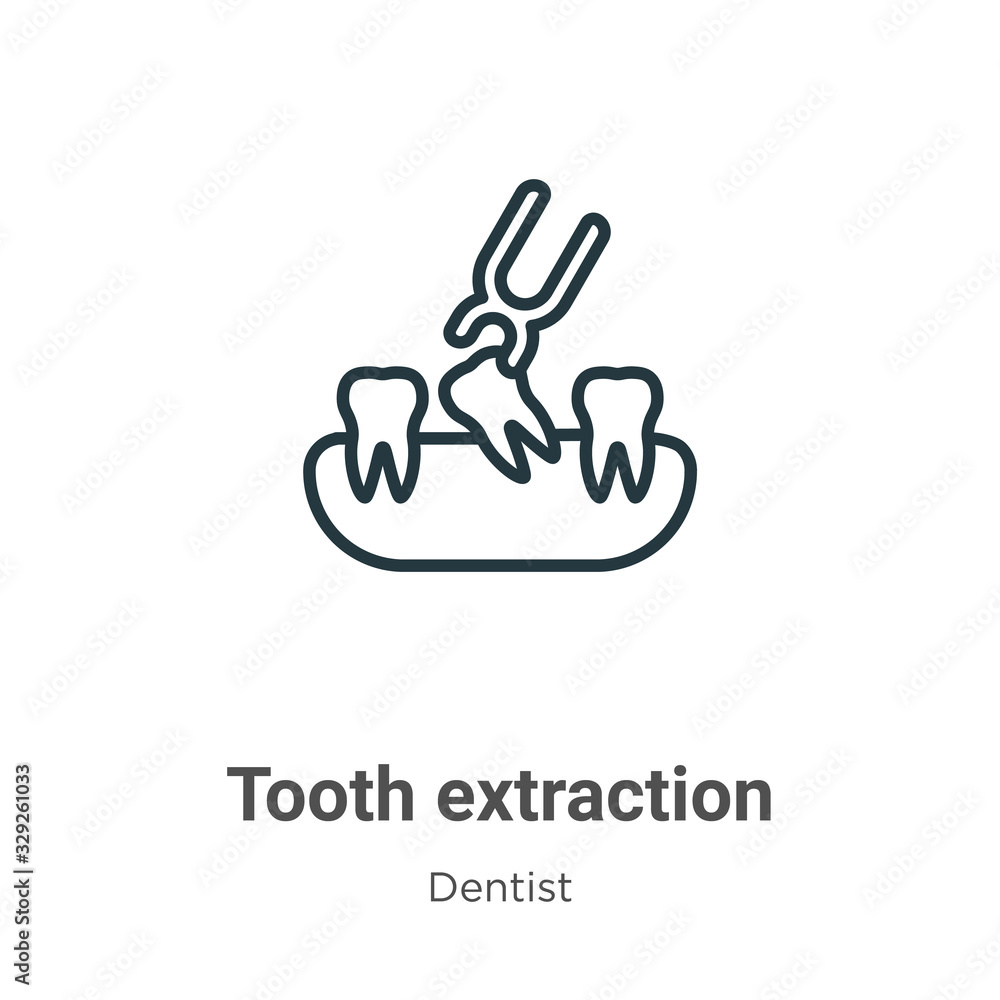 Tooth extraction outline vector icon. Thin line black tooth extraction ...