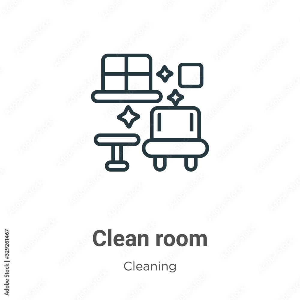 Vecteur Stock Clean room outline vector icon. Thin line black clean ...