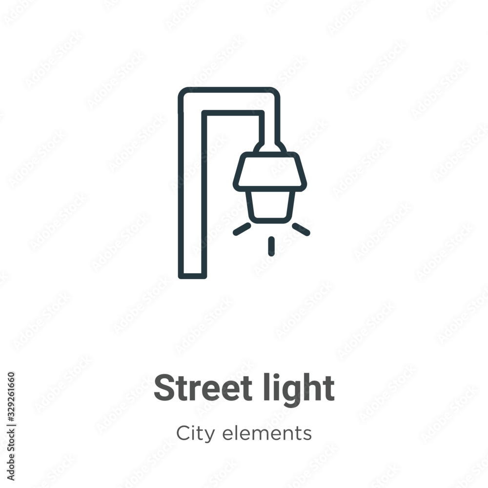 Vecteur Stock Street light outline vector icon. Thin line black street ...
