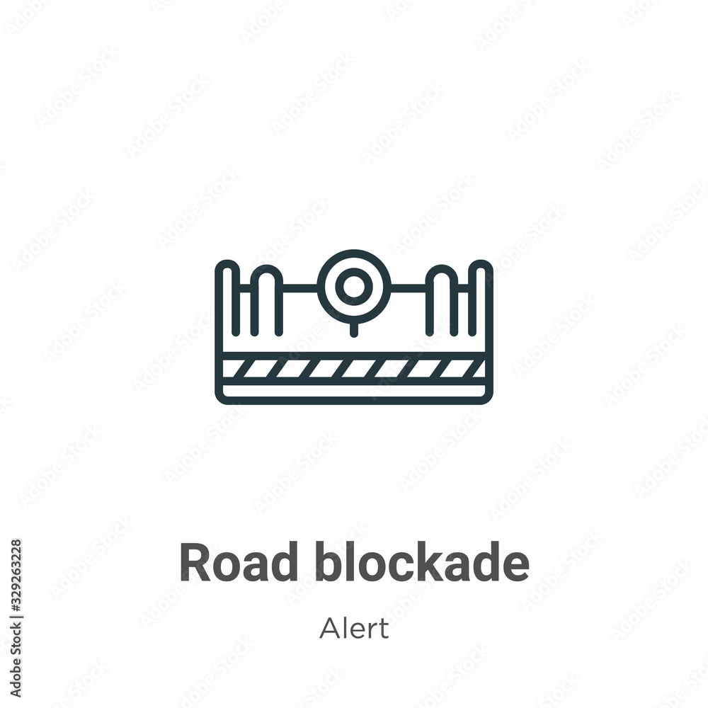 Road blockade outline vector icon. Thin line black road blockade icon ...