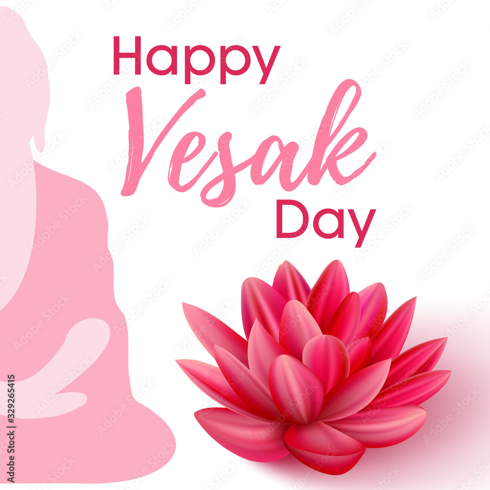Realistic lotus to celebrate Vesak Day. Buddha day traditional ...