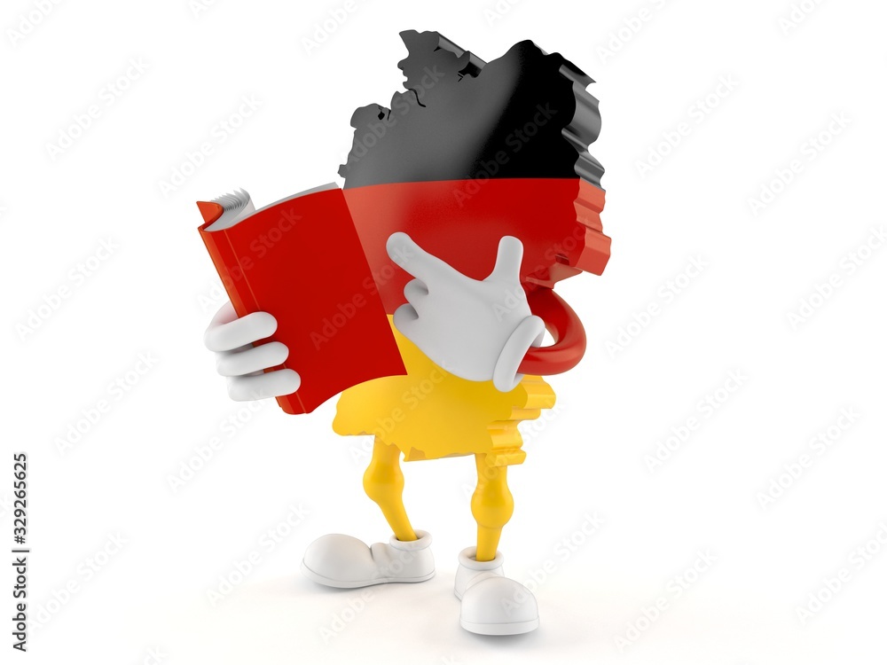 German character reading a book ilustração do Stock | Adobe Stock