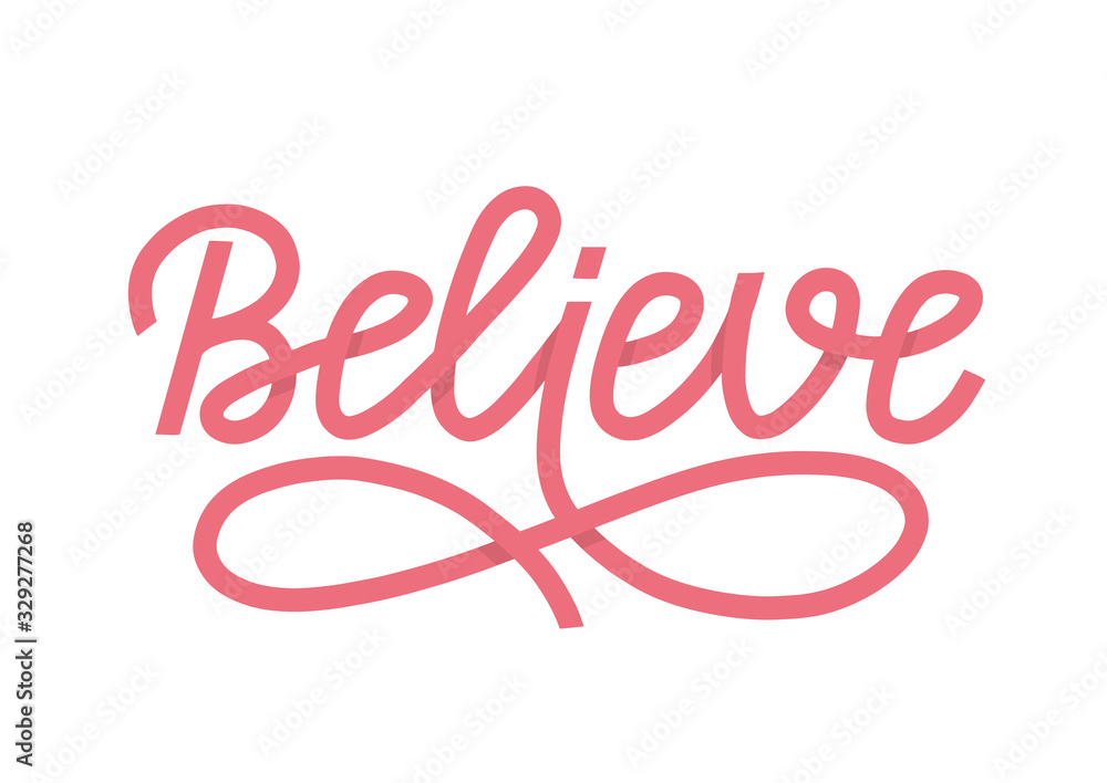 Believe lettering single word as vector concept of breast cancer ...