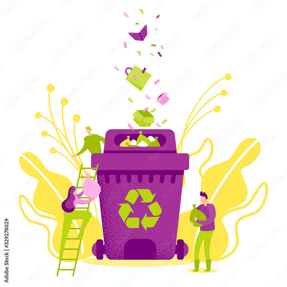Recycling Garbage, Save Ecology Concept Flat Vector Illustration ...