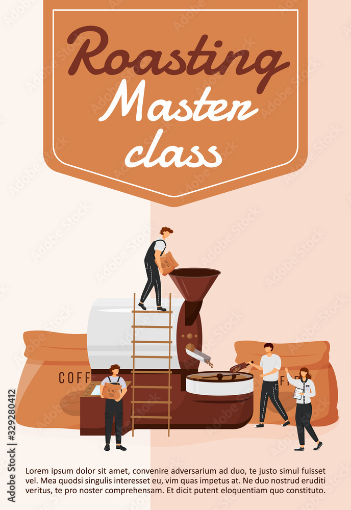 Roasting master class poster flat vector template. Arabica and robusta ...