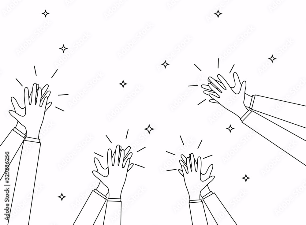 Human hands clapping. Linear design. Flat design modern vector ...